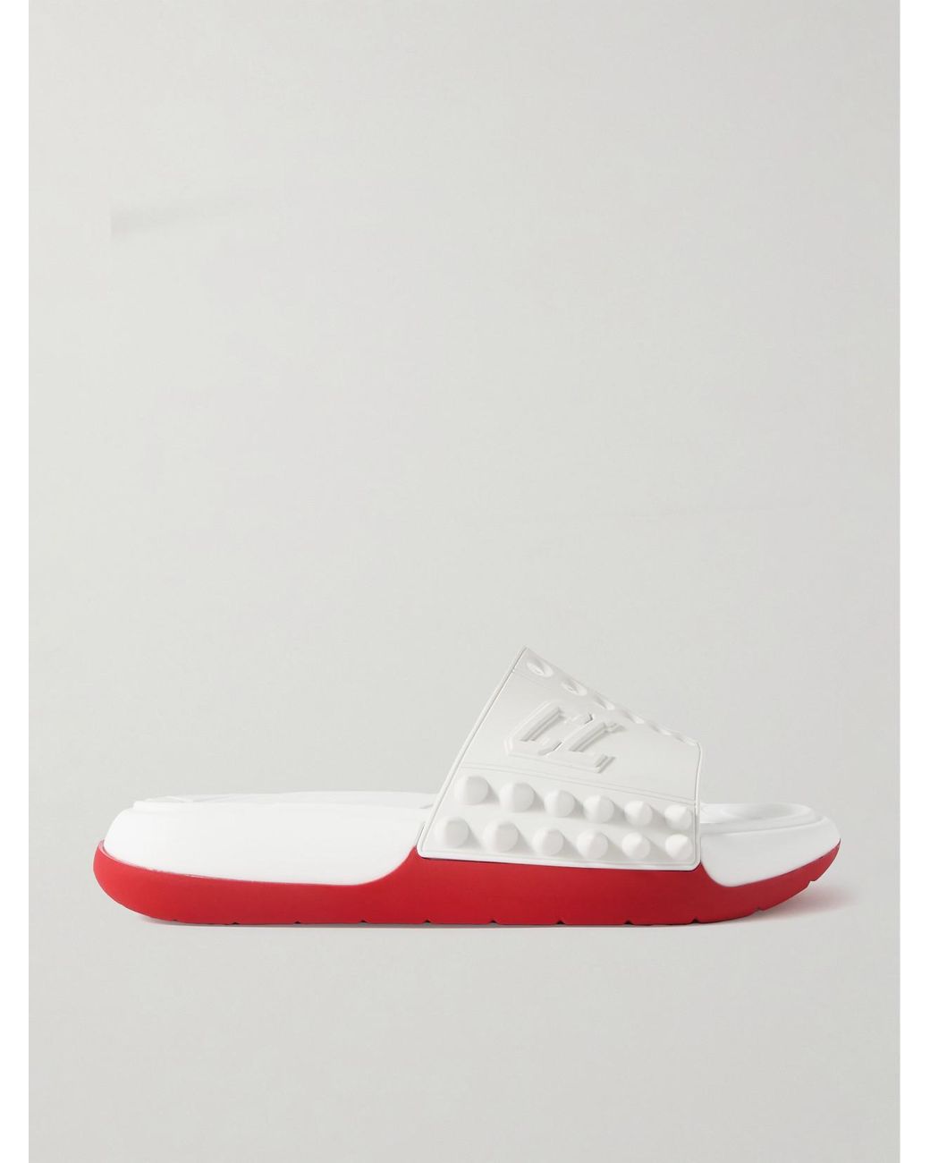 Christian Louboutin Take It Easy Donna Spiked Rubber Slides in White | Lyst