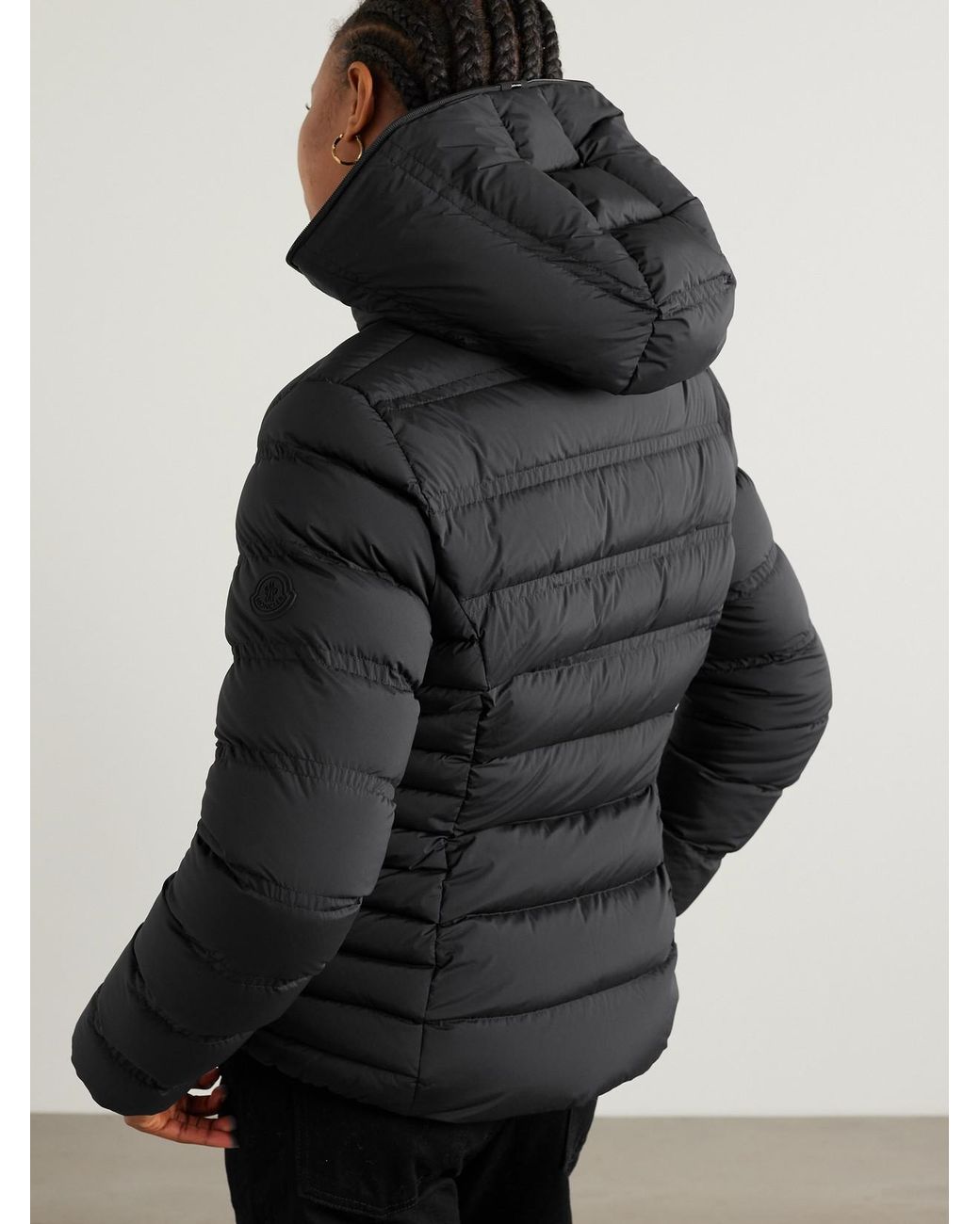 Moncler Appliquéd Webbing-Trimmed Quilted Shell Down Jacket in Black | Lyst