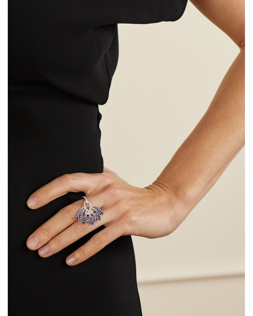 Garrard Lotus Flower 18-Karat, Sapphire And Diamond Ring in Blue | Lyst UK