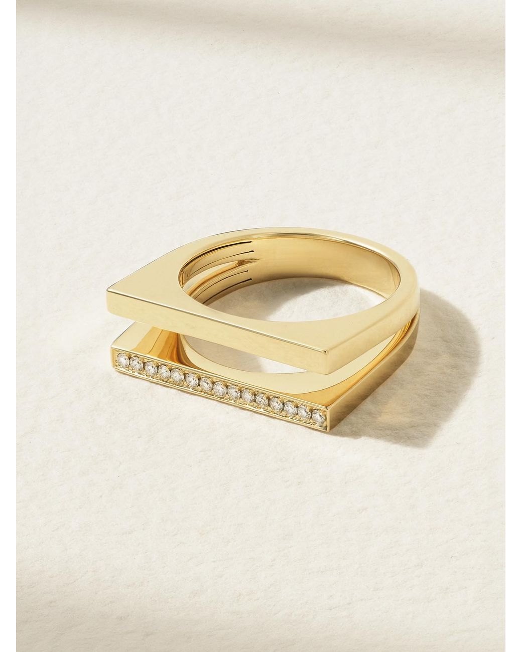 Mizuki Double Bar 14-Karat Diamond Ring in Natural | Lyst