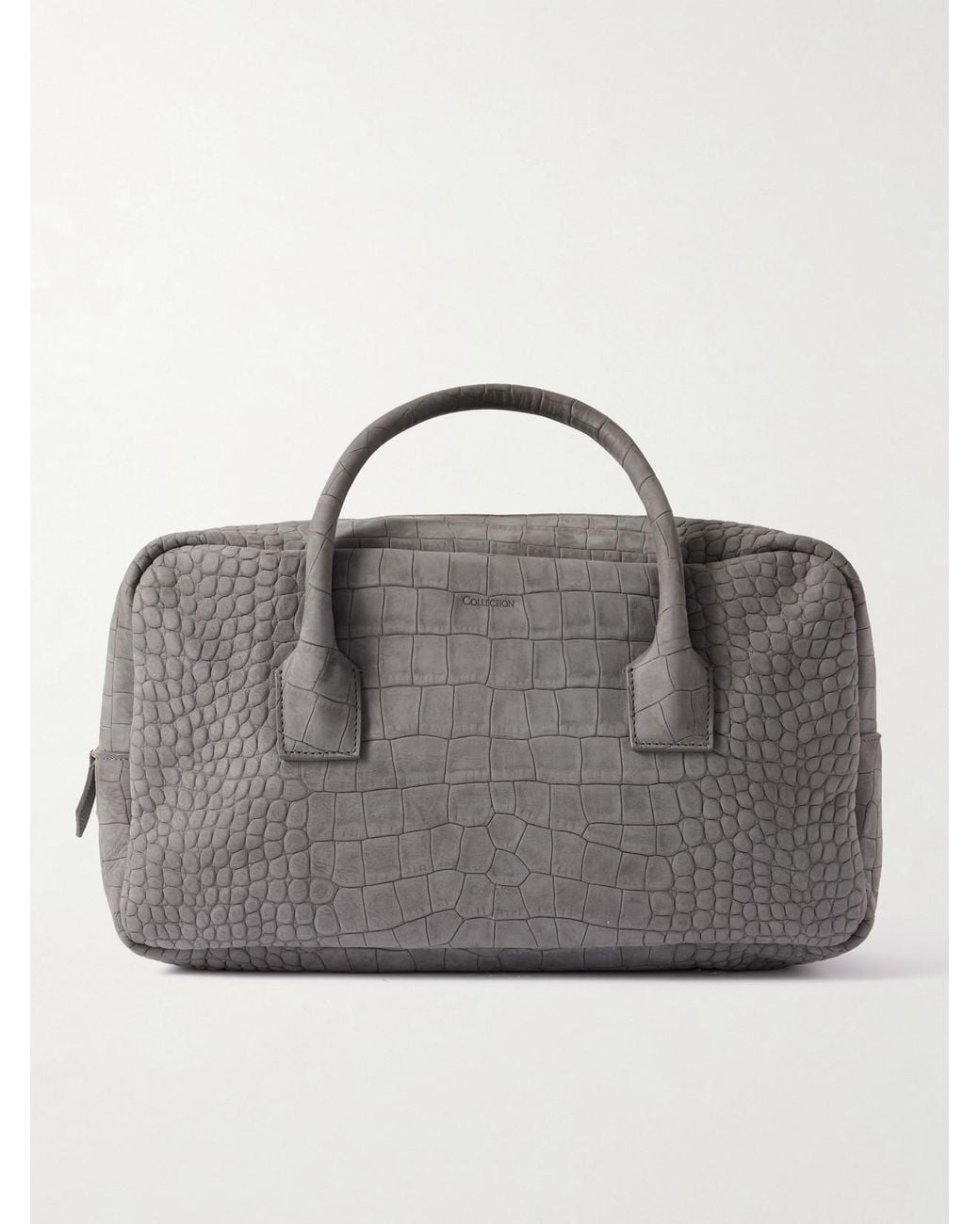 Calvin Klein America Duffle Medium Croc-Effect Suede Tote in Gray | Lyst
