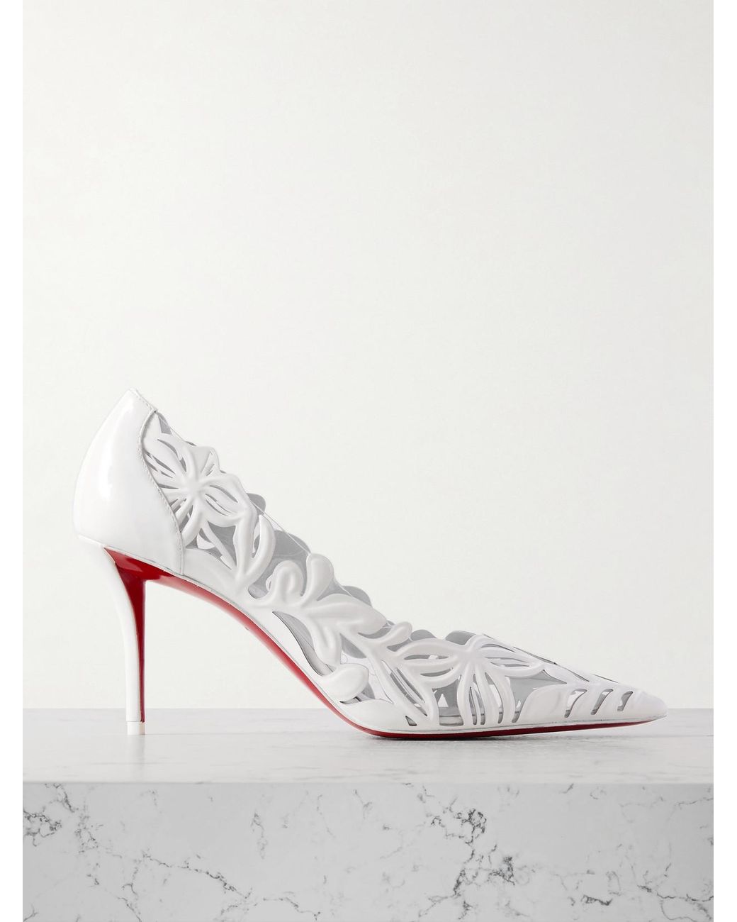 Christian Louboutin Apostropha Petunia 80 Leather And Pvc Pumps in ...