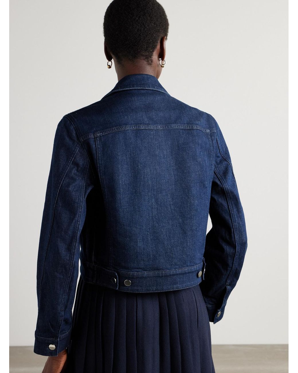 Another Tomorrow Cropped Denim Jacket in Blue | Lyst
