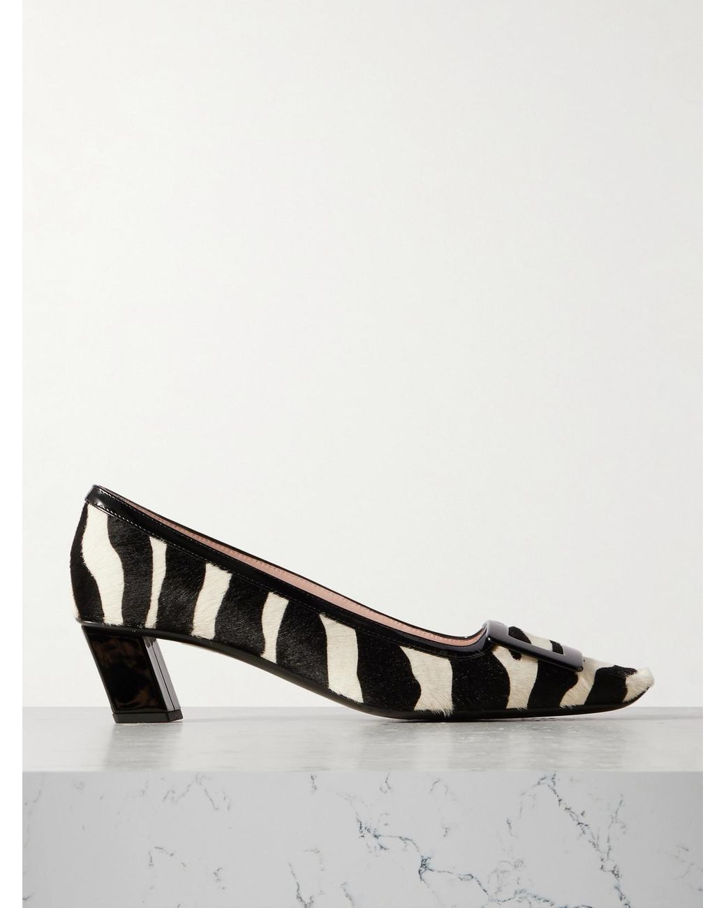 Roger Vivier 45 Buckle-Embellished Zebra-Print Pony Hair Pumps | Lyst
