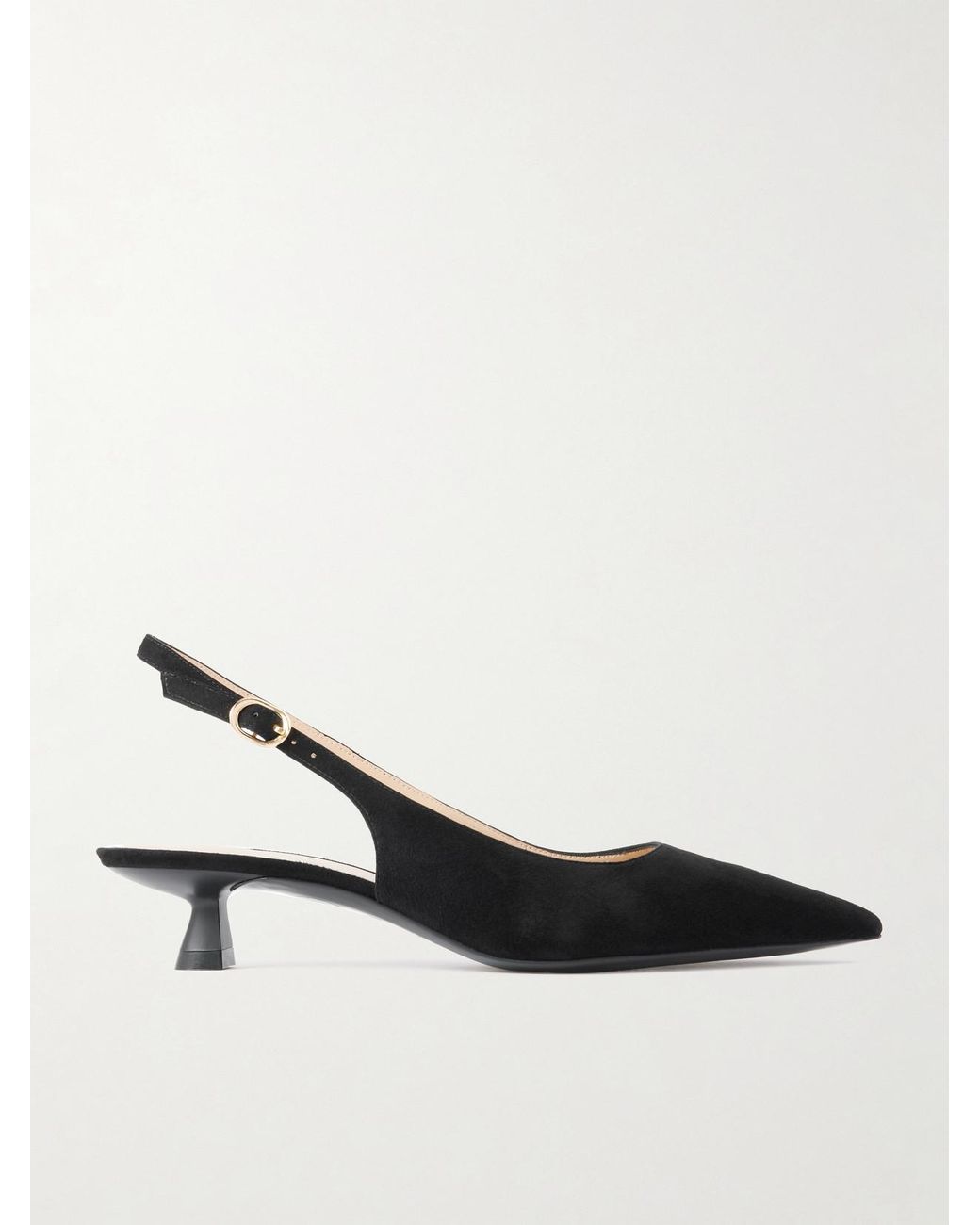 Stuart Weitzman Stuart Sculpt Leather-Trimmed Suede Slingback Pumps in ...