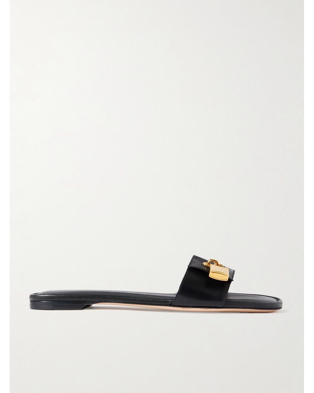 Tom Ford Padlock Embellished Leather Slides in Black | Lyst