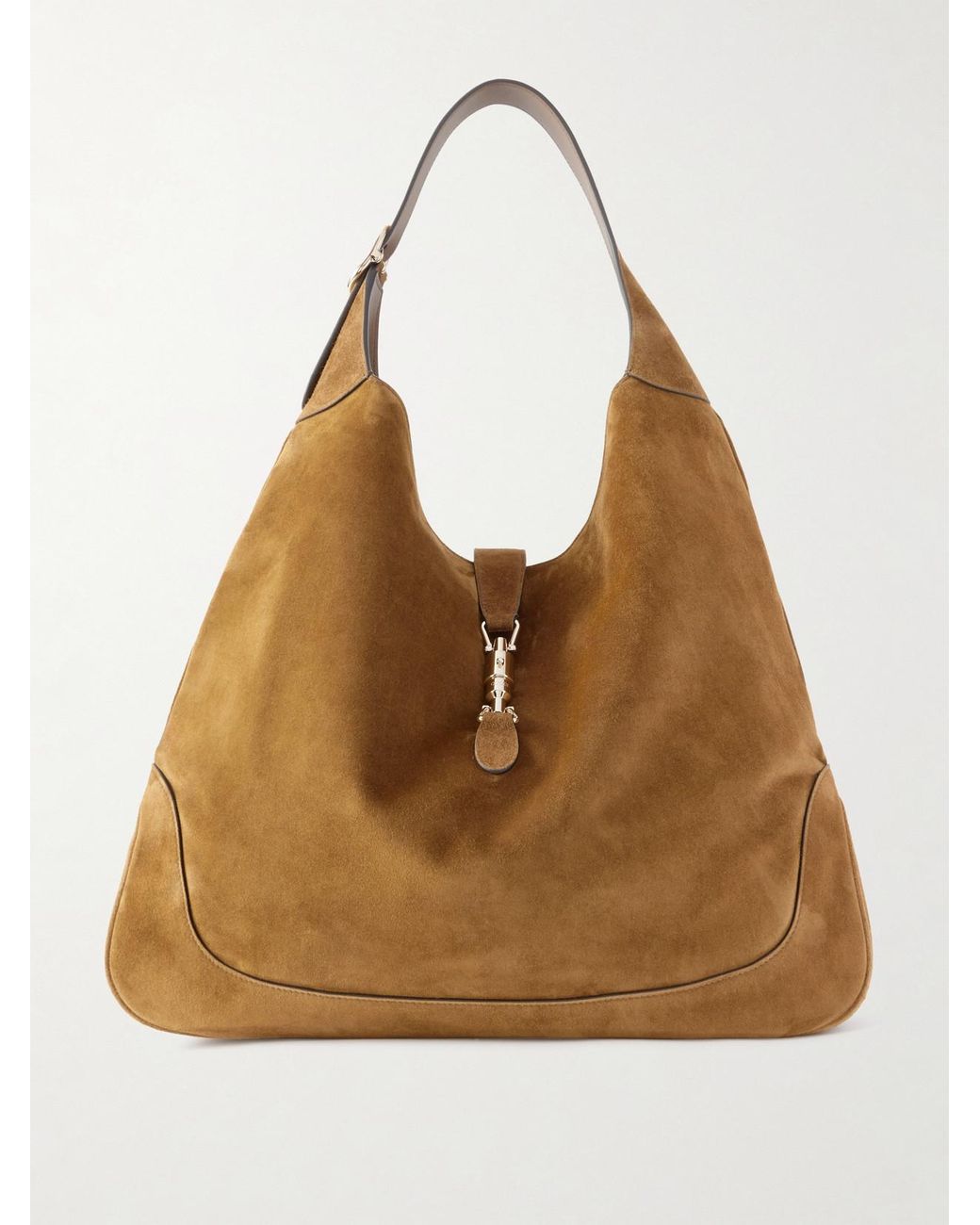 Gucci Jackie Giorno Leather-Trimmed Suede Tote Bag in Natural | Lyst