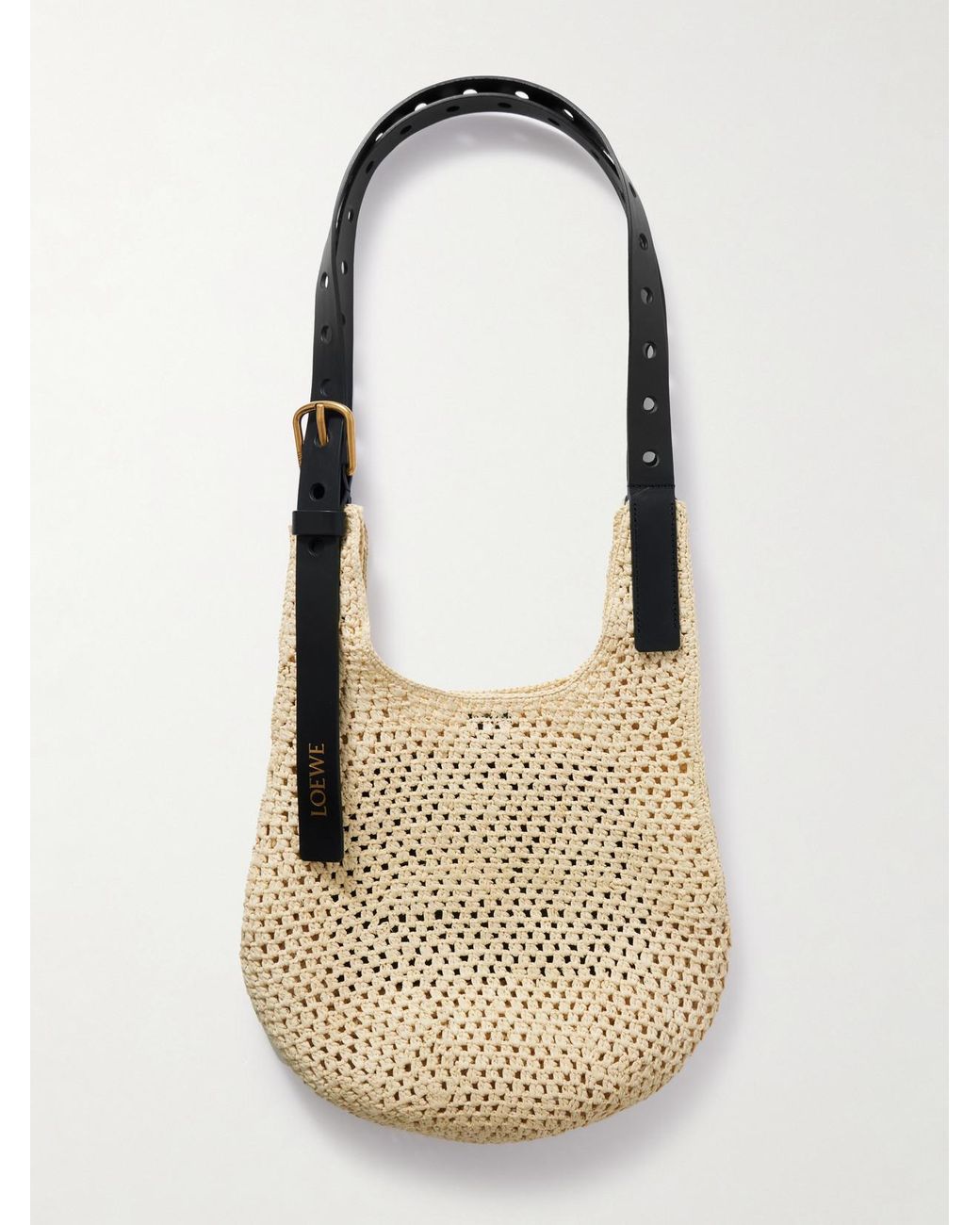 Loewe Paula's Ibiza The Punch Hole Leather-Trimmed Raffia Shoulder Bag ...