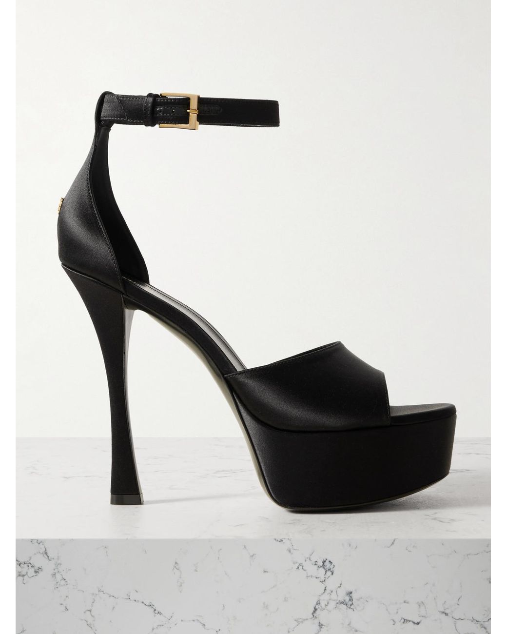 Givenchy 4G Liquid Satin Platform Sandals in Black | Lyst