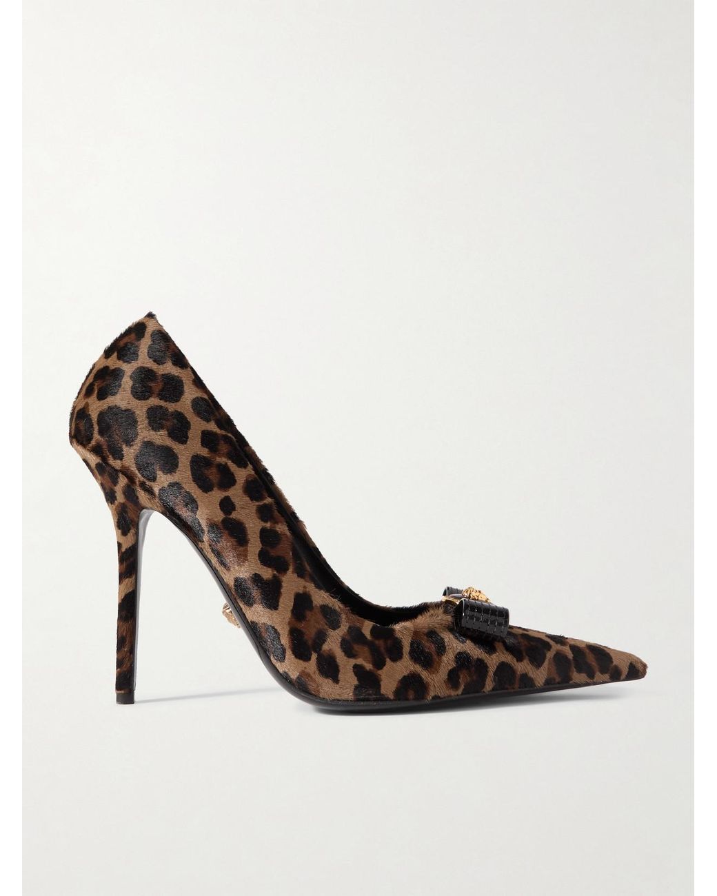 Versace Embellished Patent Leather-Trimmed Leopard-Print Calf Hair ...