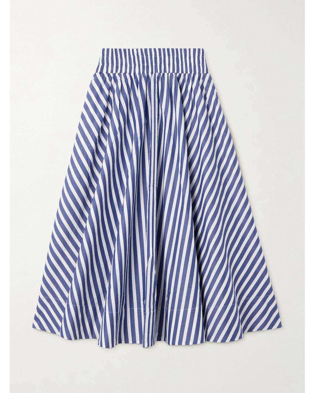 Suzie Kondi Kyria Striped Cotton-Poplin Midi Skirt in Blue | Lyst