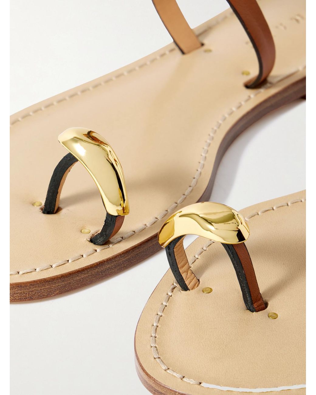 Amanu The Kigali Embellished Leather Sandals in Brown | Lyst