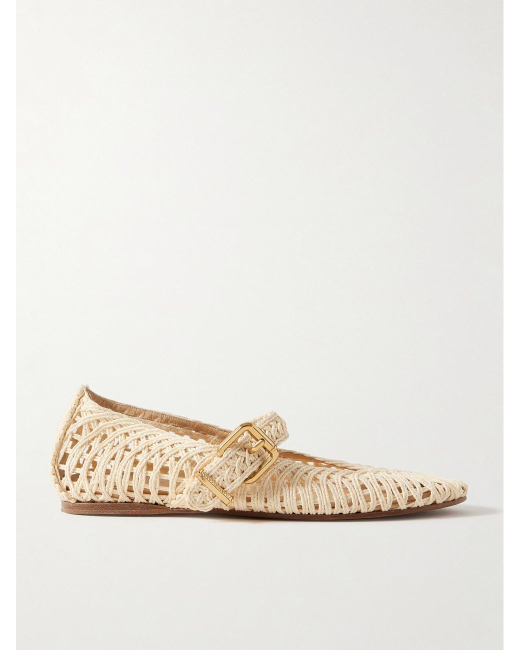 Zimmermann Gleam Woven Raffia Ballet Flats in Natural | Lyst