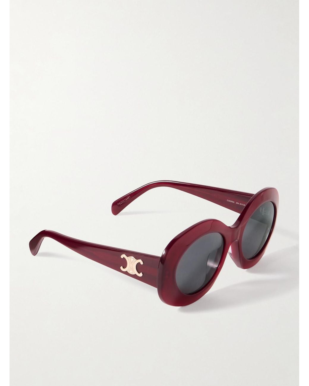 Celine Triomphe Oversized Round-Frame Acetate Sunglasses in Red | Lyst