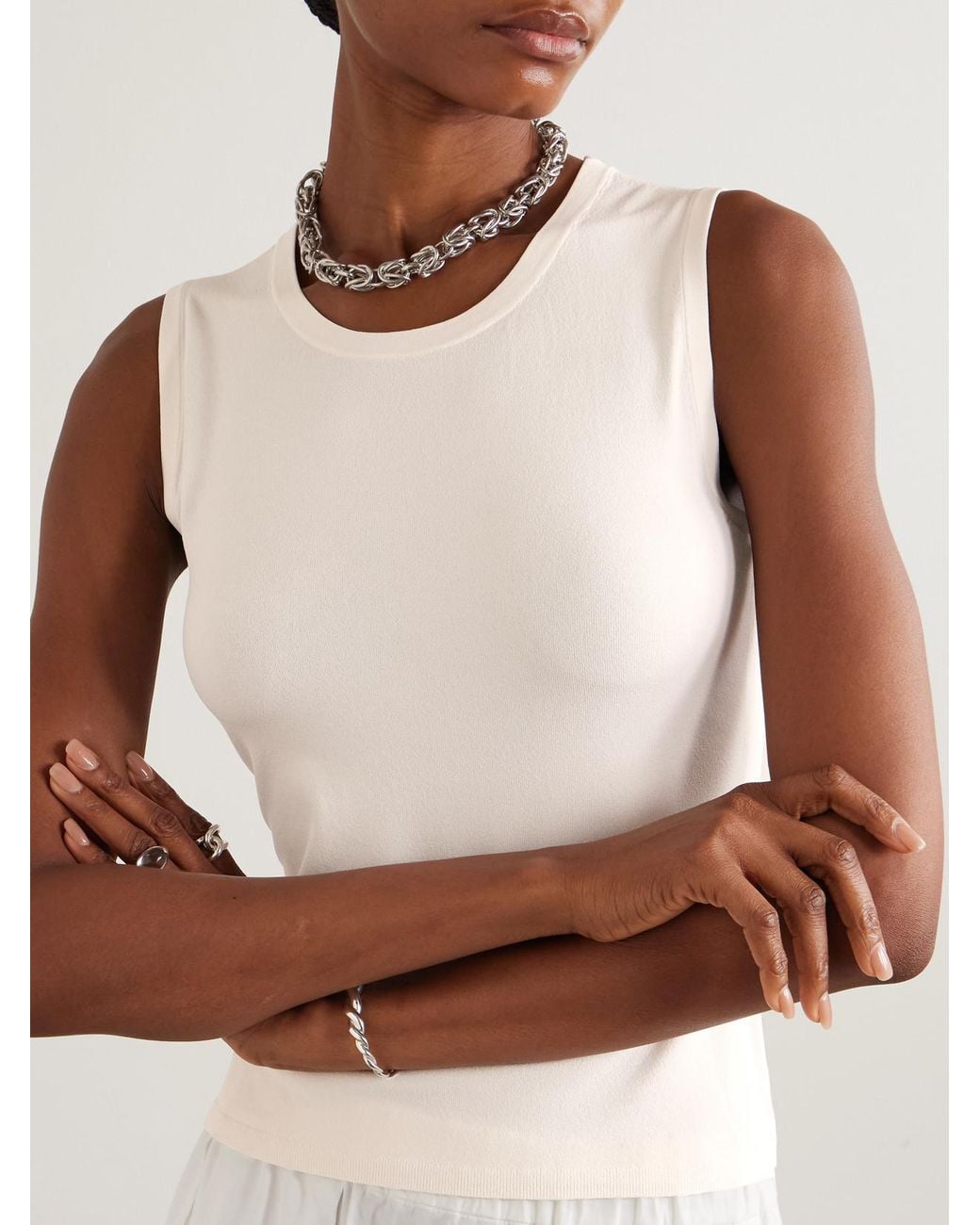 Maria McManus Cutout Jersey Tank in Natural | Lyst