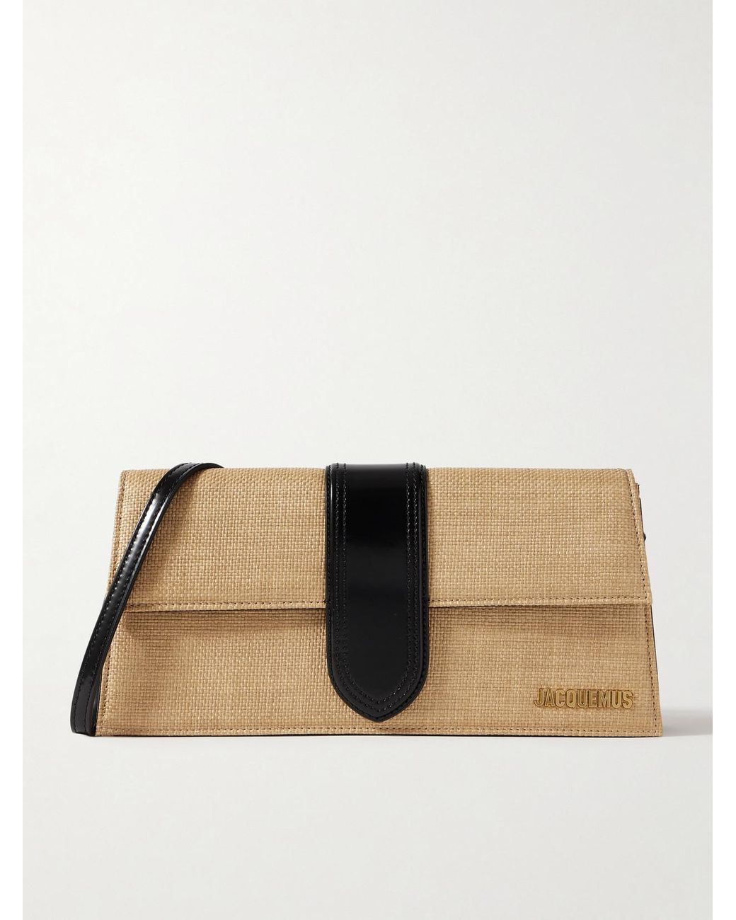 Jacquemus Le Bambino Long Leather-Trimmed Raffia Shoulder Bag in ...