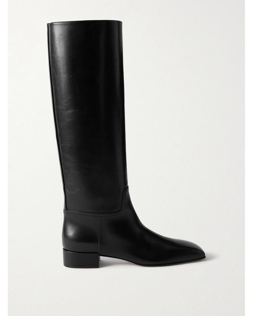Christen Classic Square Leather Knee Boots in Black | Lyst UK
