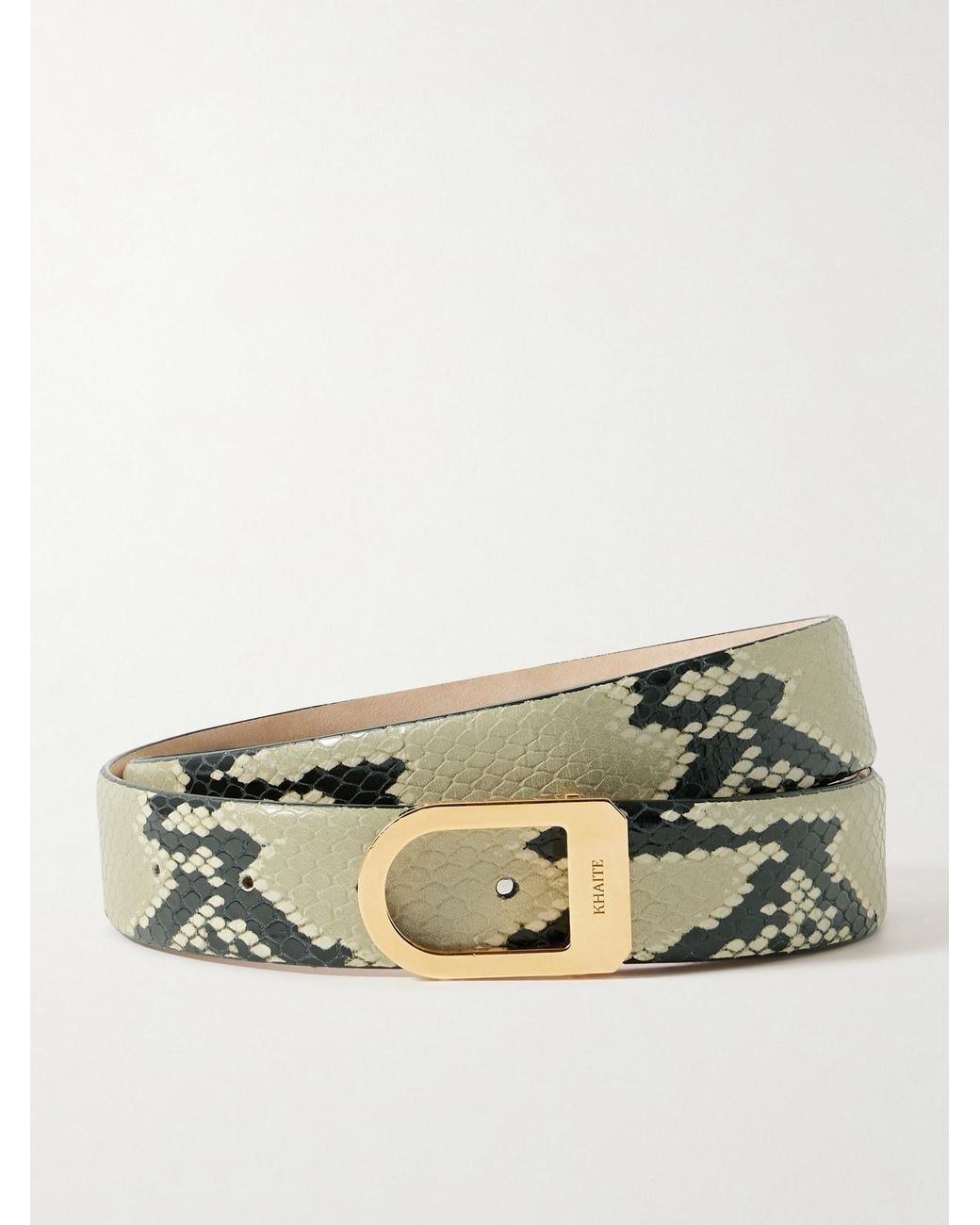 KHAITE Saddle Snake-Effect Leather Belt in Natural | Lyst