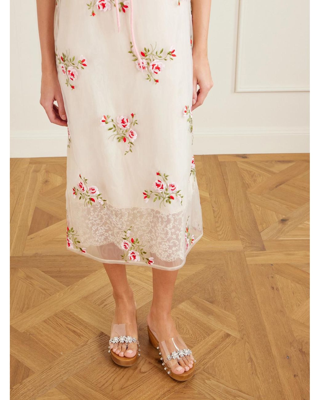 Simone Rocha Crystal-Embellished Pu Clogs in Natural | Lyst UK