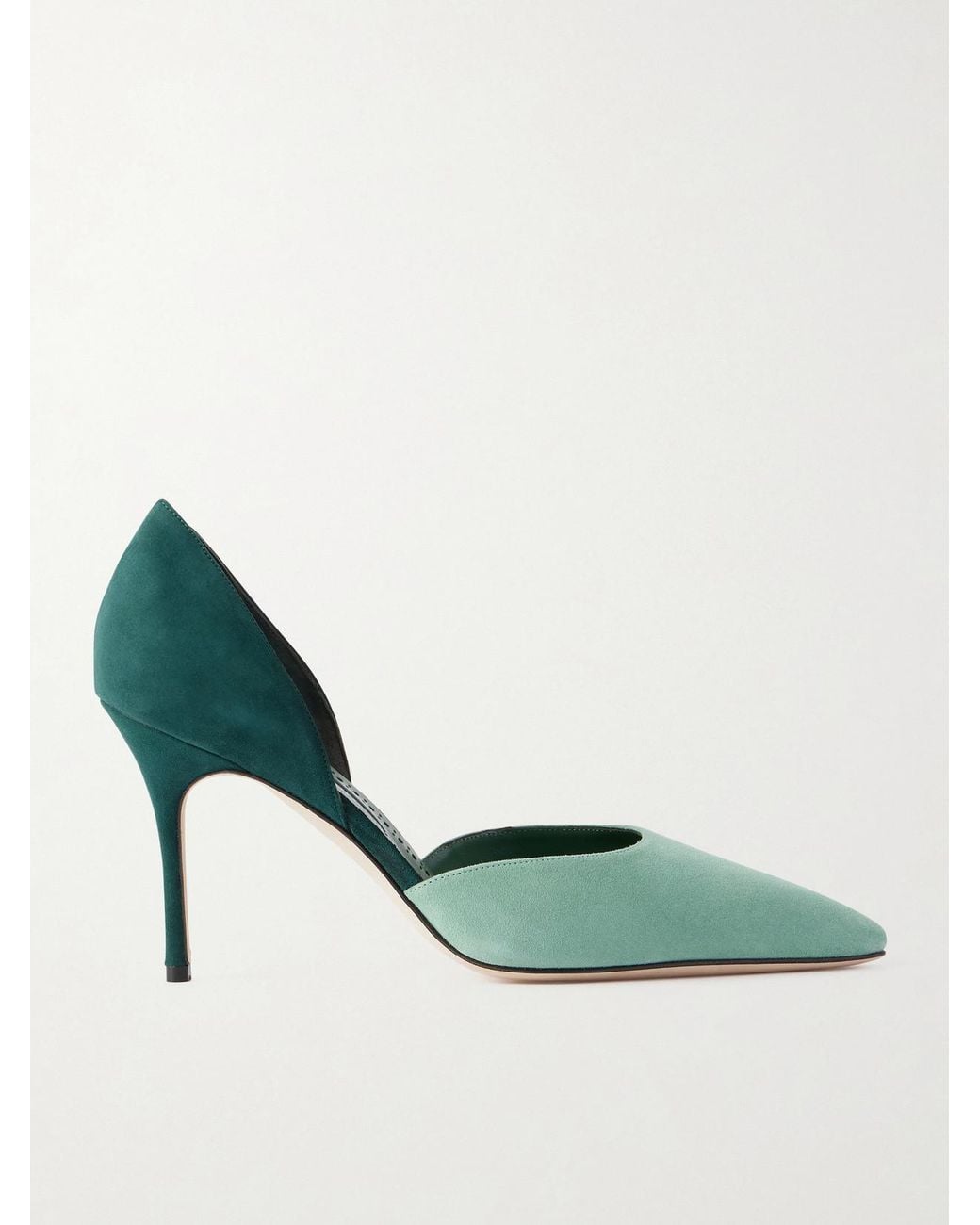 Manolo Blahnik Taylerbinu 90 Two-Tone Suede Pumps in Green | Lyst