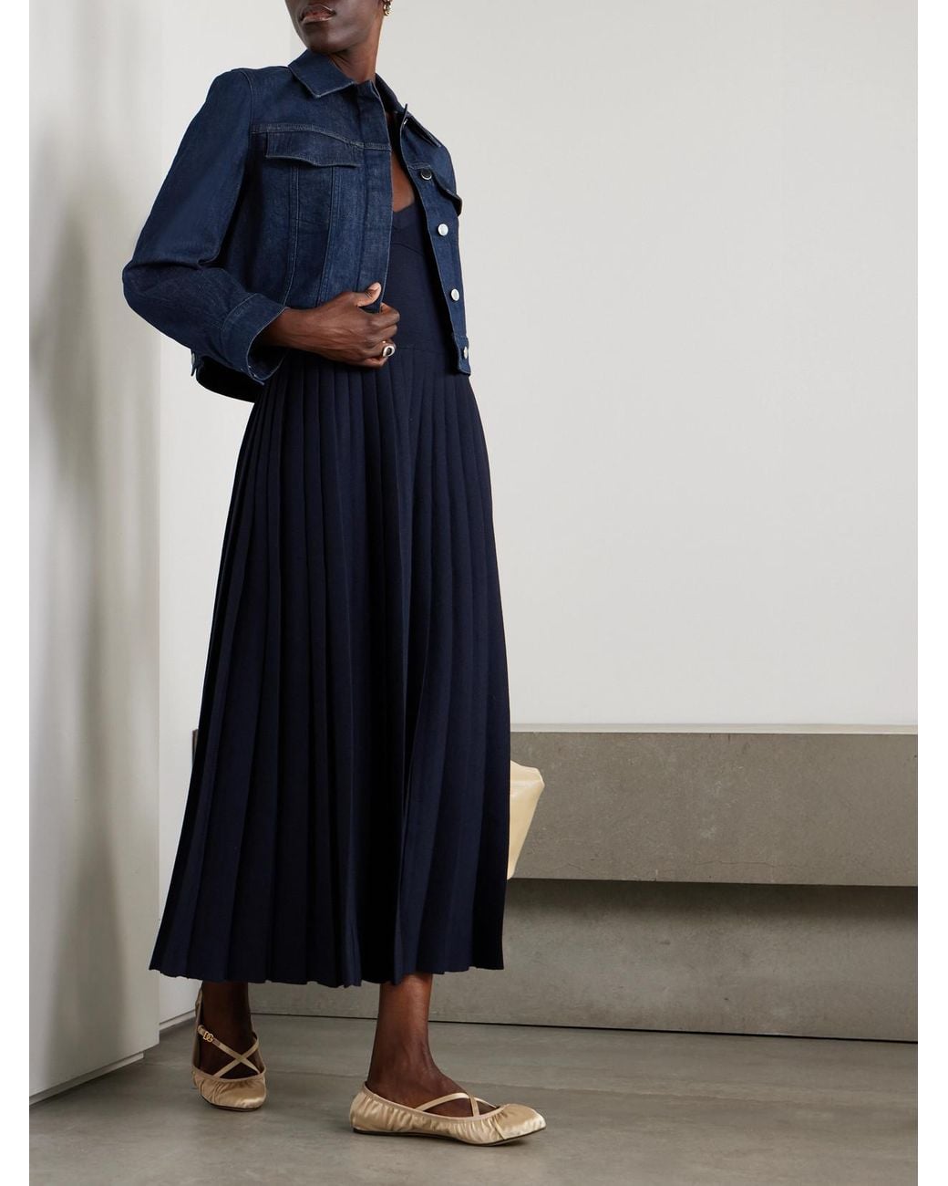 Another Tomorrow Cropped Denim Jacket in Blue | Lyst