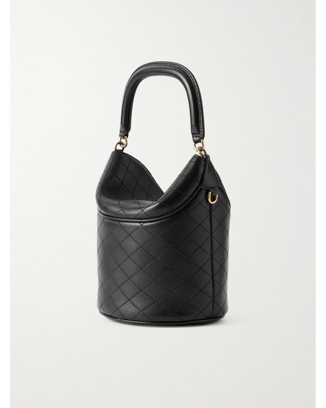 Saint Laurent Gaby Embellished Quilted Leather Bucket Bag in Black | Lyst