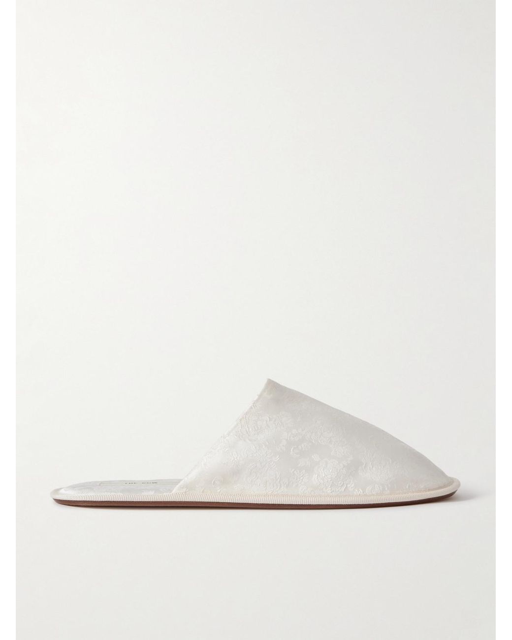The Row Frances Satin-Jacquard Slippers in White | Lyst