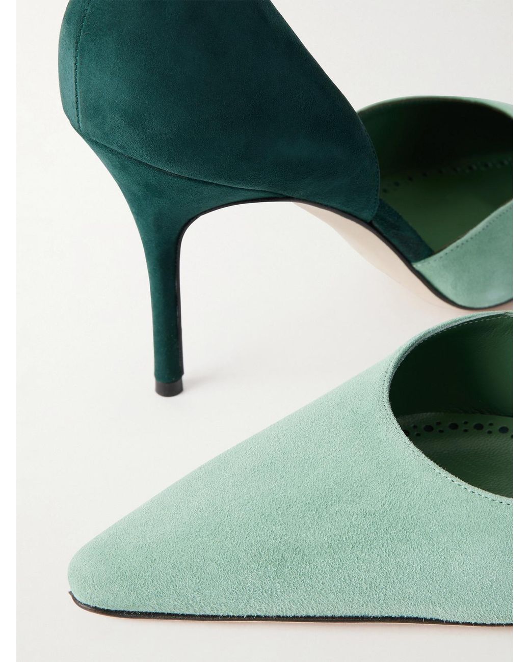 Manolo Blahnik Taylerbinu 90 Two-Tone Suede Pumps in Green | Lyst