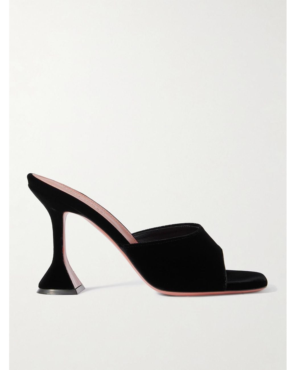 AMINA MUADDI Lupita Velvet Mules in Black | Lyst