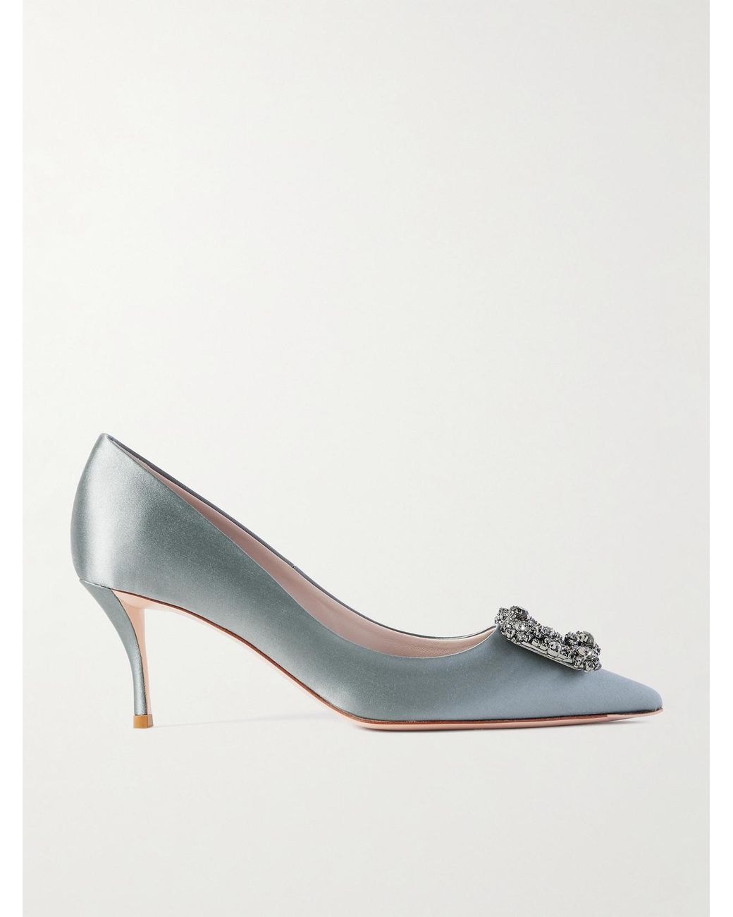 Roger Vivier Efflorescence 65 Crystal-Embellished Satin Pumps in Blue ...