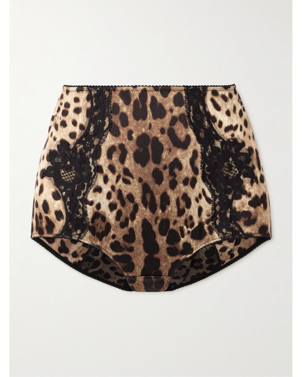 Dolce & Gabbana Lace-Trimmed Leopard-Print Silk-Blend Satin Briefs | Lyst