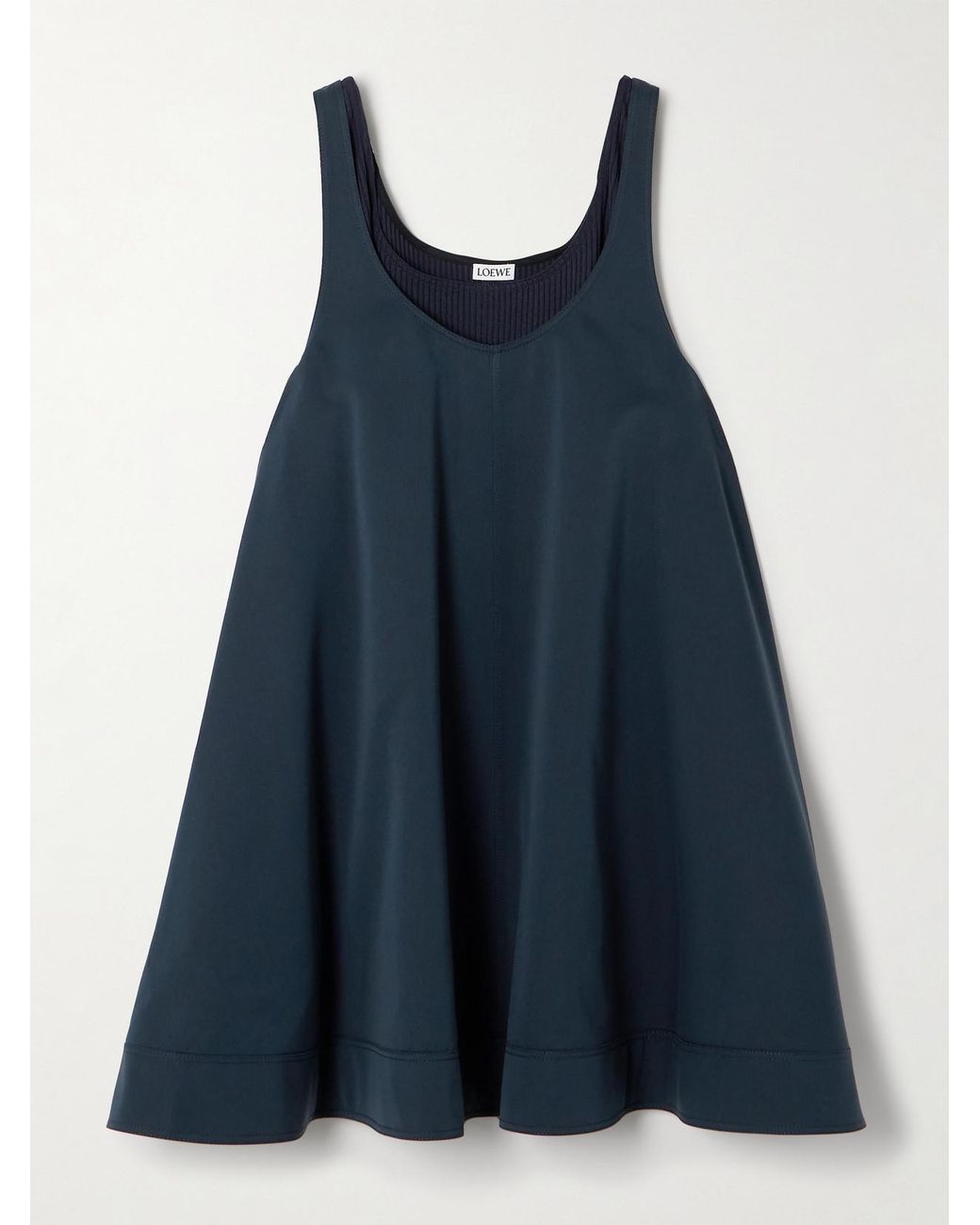 Loewe Logo-Appliquéd Cotton And Silk-Blend Gabardine Mini Dress in Blue ...