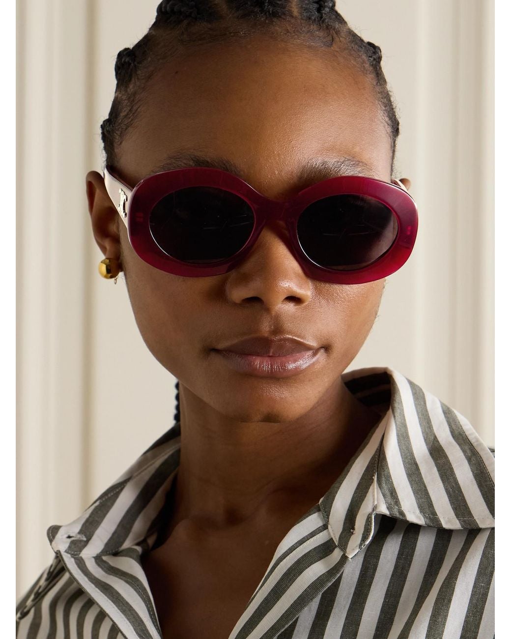 Celine Triomphe Oversized Round-Frame Acetate Sunglasses in Red | Lyst
