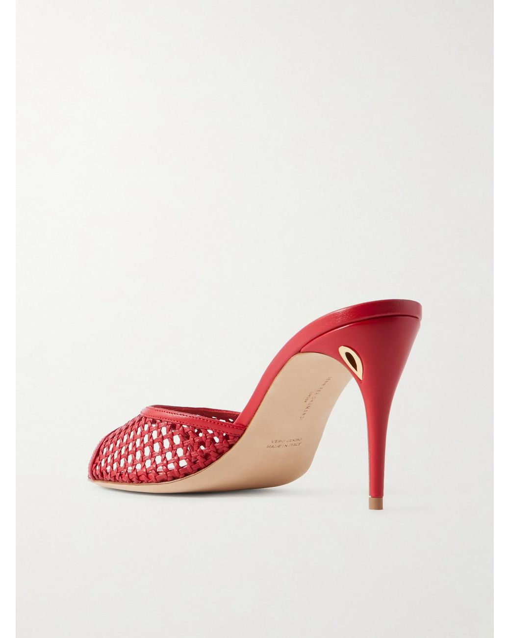 Jennifer Chamandi Guido 85 Woven Leather Mules in Red | Lyst
