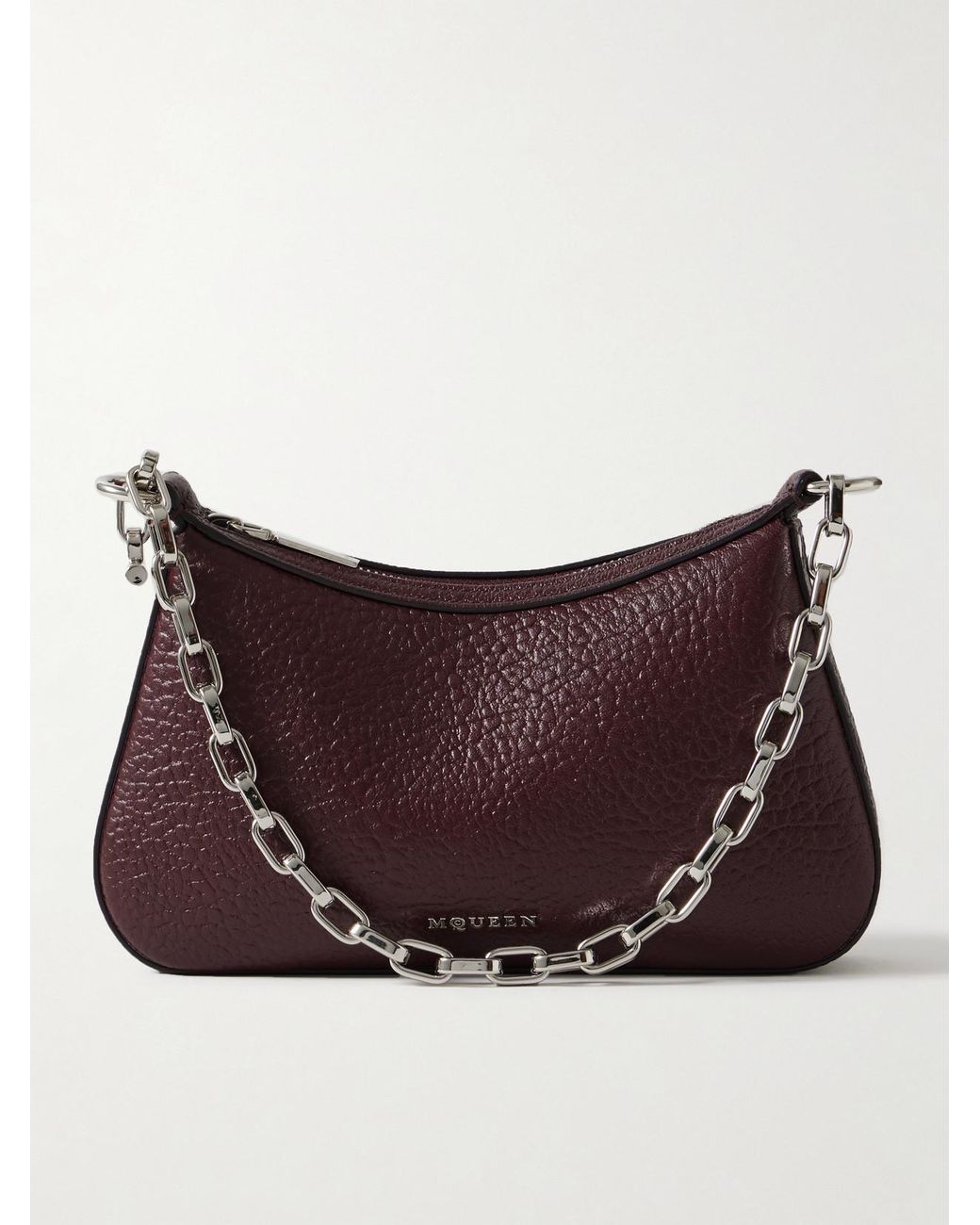 McQueen T-Bar Textured-Leather Shoulder Bag in Purple | Lyst