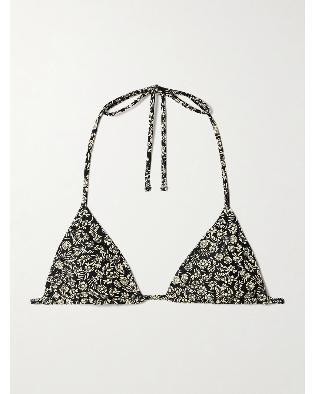 Matteau The String Floral-Print Recycled Triangle Bikini Top in Black ...