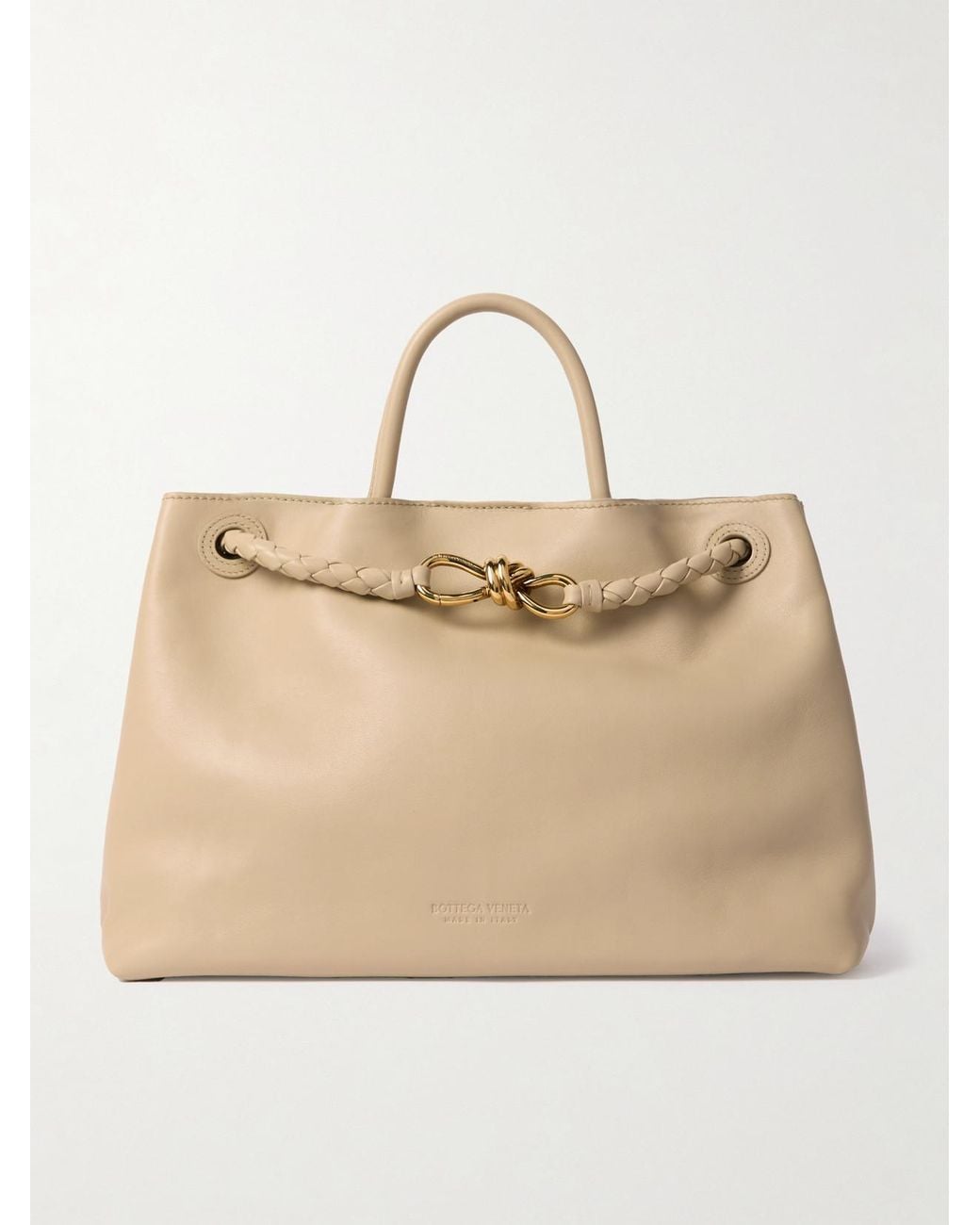 Bottega Veneta Andiamo Medium Leather Tote in Natural | Lyst
