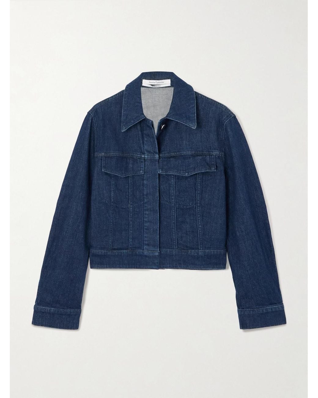 Another Tomorrow Cropped Denim Jacket in Blue | Lyst