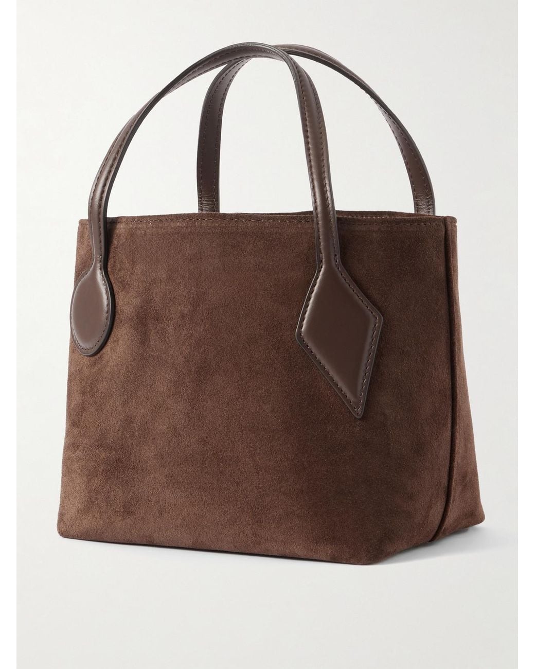 Liffner Micro Leather-Trimmed Suede Tote in Brown | Lyst