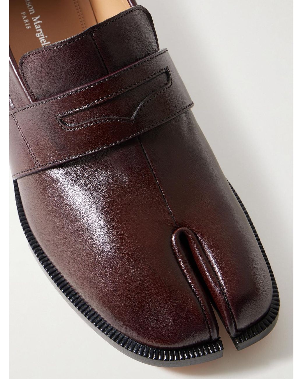 Maison Margiela Tabi Split-Toe Collapsible-Heel Leather Loafers in ...
