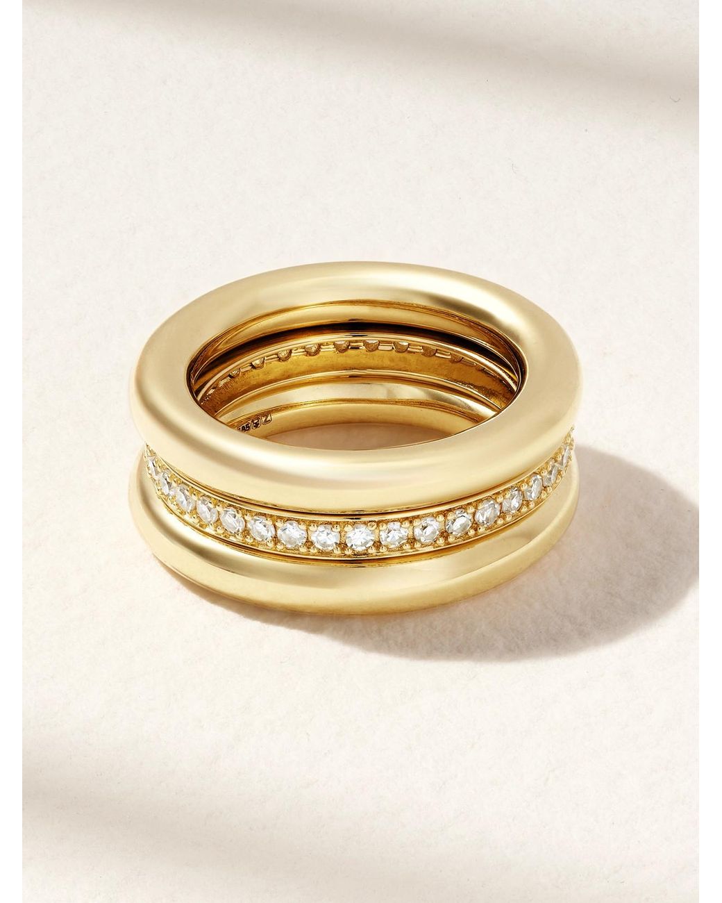 BY PARIAH Set Of Three 14-Karat Recycled Diamond Pinky Rings in ...