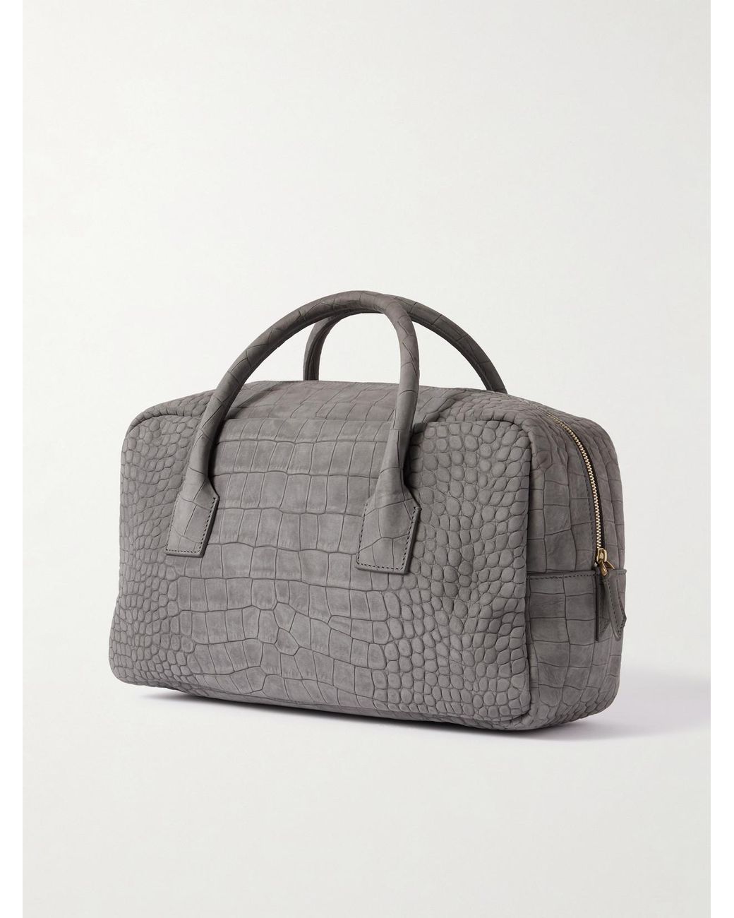 Calvin Klein America Duffle Medium Croc-Effect Suede Tote in Gray | Lyst