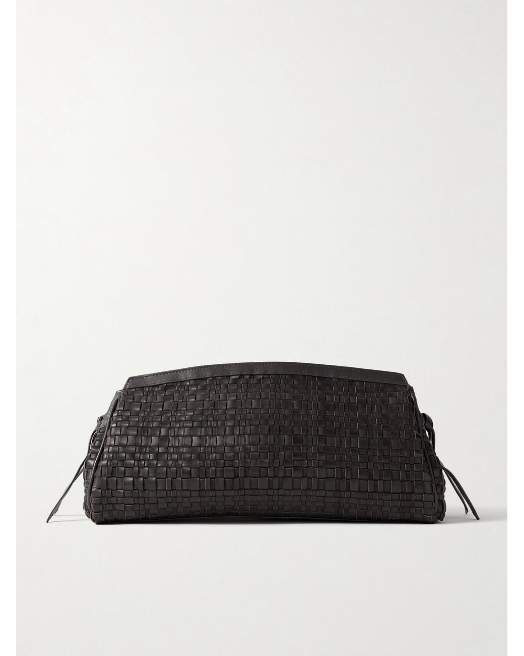 STAUD Maude Woven Leather Clutch in Black | Lyst