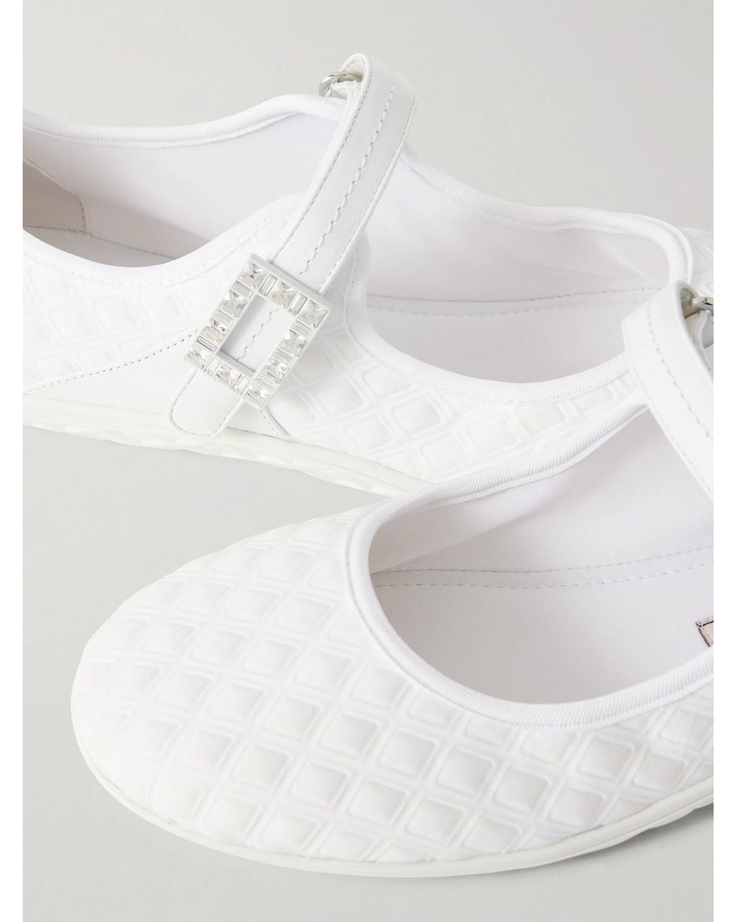 Roger Vivier Viv Low Buckled Leather And Rubber-Trimmed Twill Ballet ...