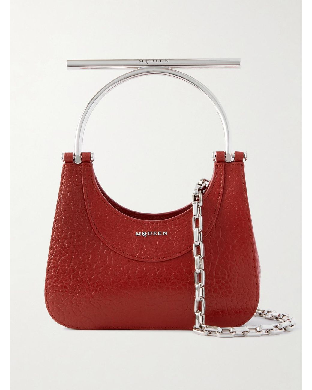 McQueen T-Bar Mini Embellished Textured-Leather Shoulder Bag | Lyst UK