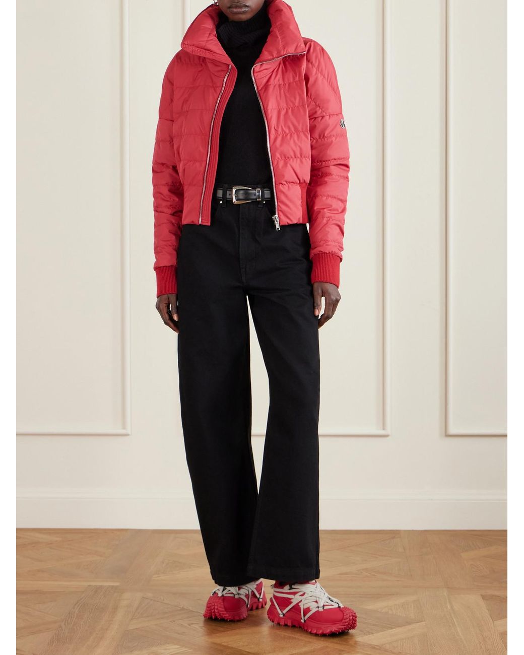 Rick Owens Moncler Appliquéd Quilted Shell Down Jacket in Red | Lyst