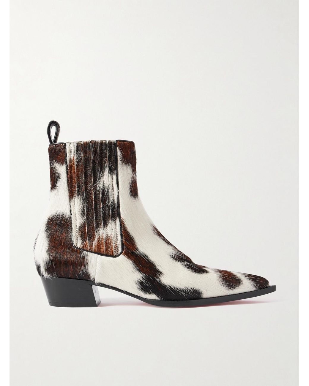 Christian Louboutin Cheliviss Calf Hair Chelsea Boots in White | Lyst