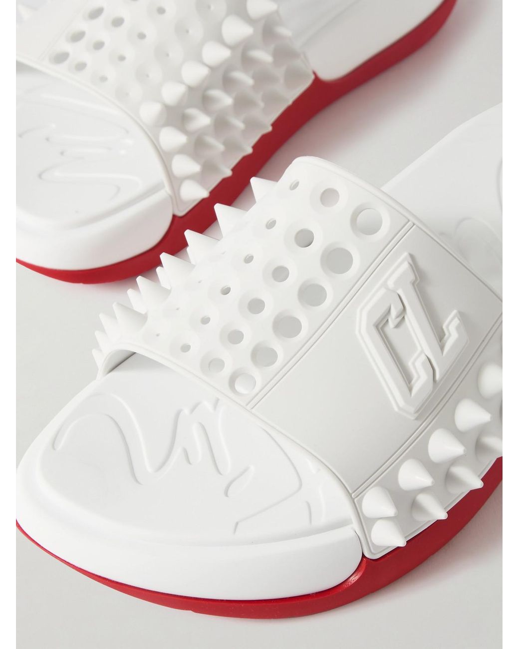 Christian Louboutin Take It Easy Donna Spiked Rubber Slides in White | Lyst
