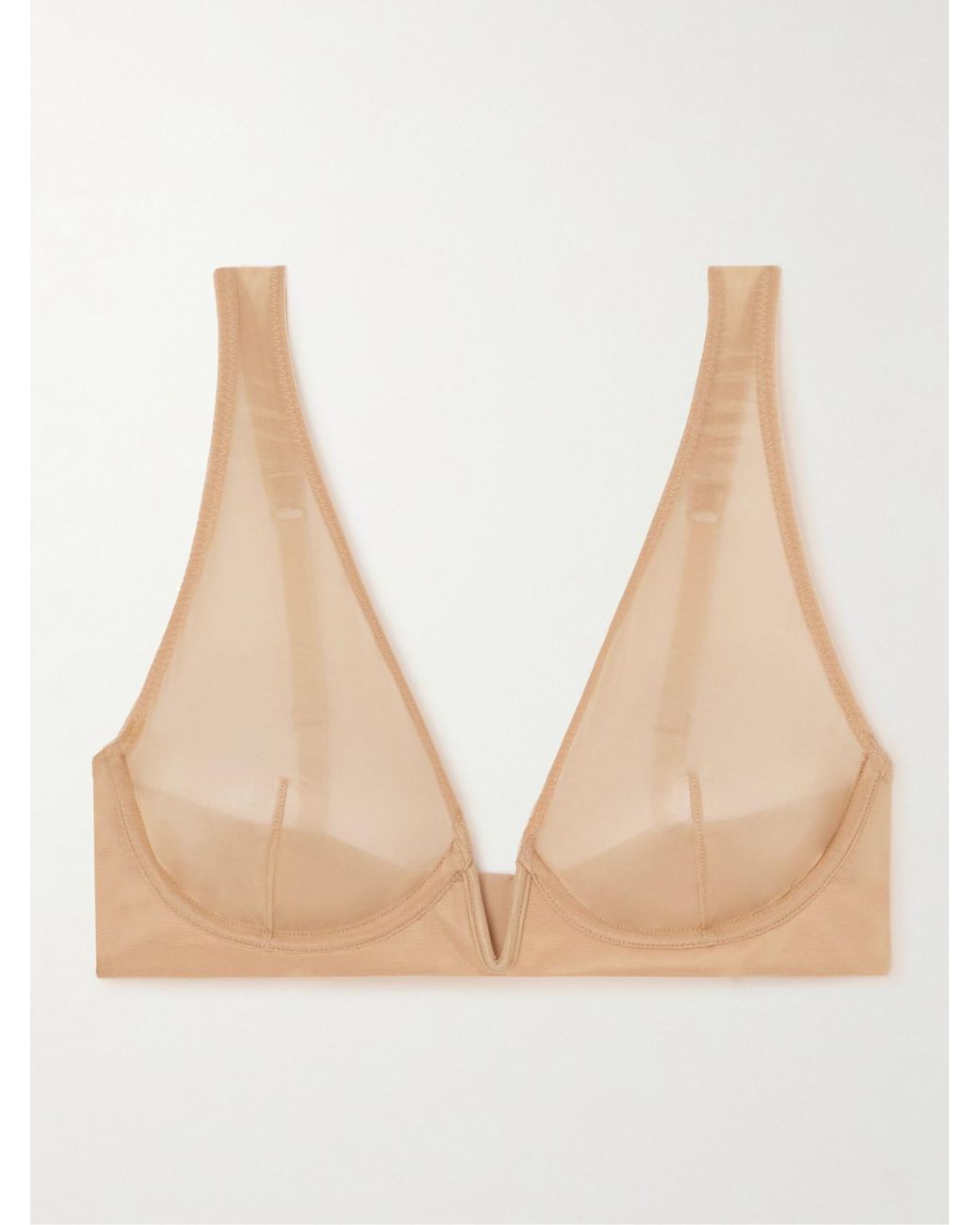 Commando Chic Mesh Plunge Underwired Soft-Cup Bra in Natural | Lyst