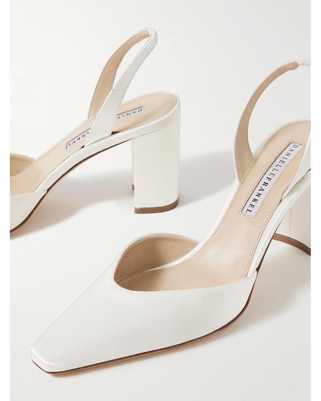 Danielle Frankel Juno Satin Slingback Pumps in Natural | Lyst